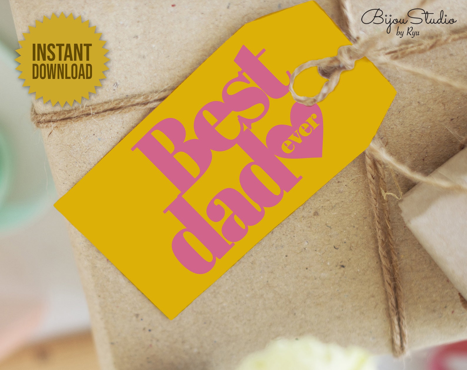 Best Dad Ever Gift Tag, Happy Fathers Day Gift Tag, 2x3.5 Printable ...