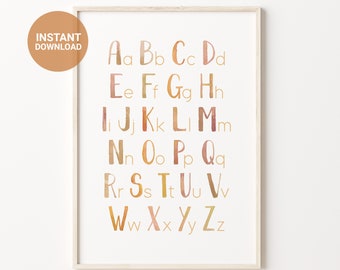 Alphabet Blue Nursery Printable Wall Art ABC Upper Lowercase | Etsy