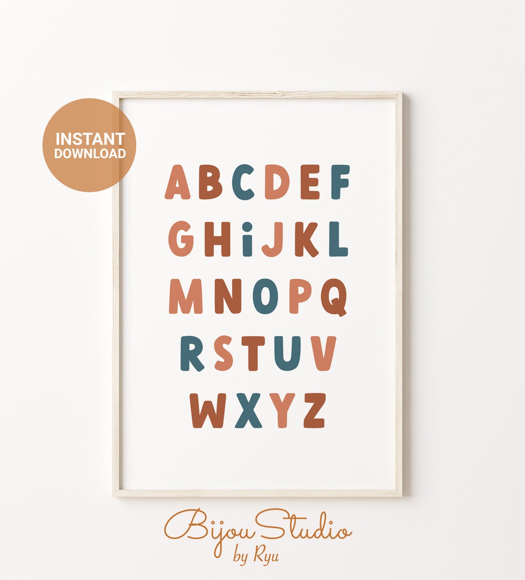 Alphabet Boho Nursery Printable Wall Art, ABC Gender Neutral Poster ...