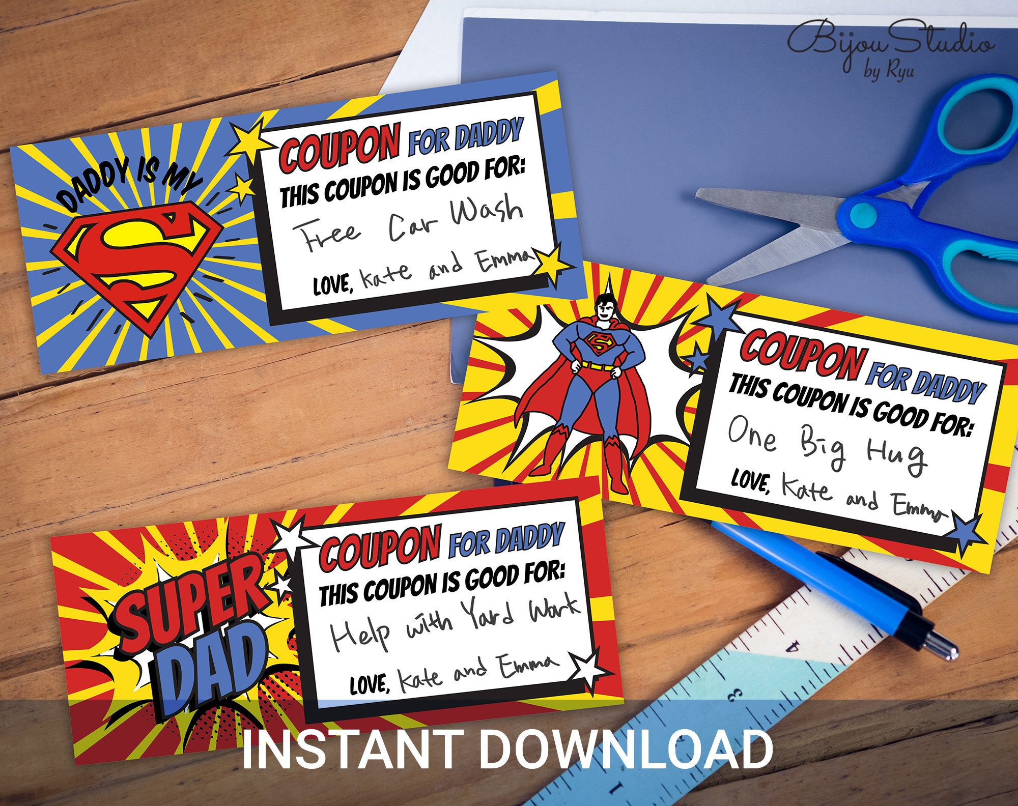 Printable Super Dad Fathers Day Coupon Happy Fathers Day DIY - Etsy