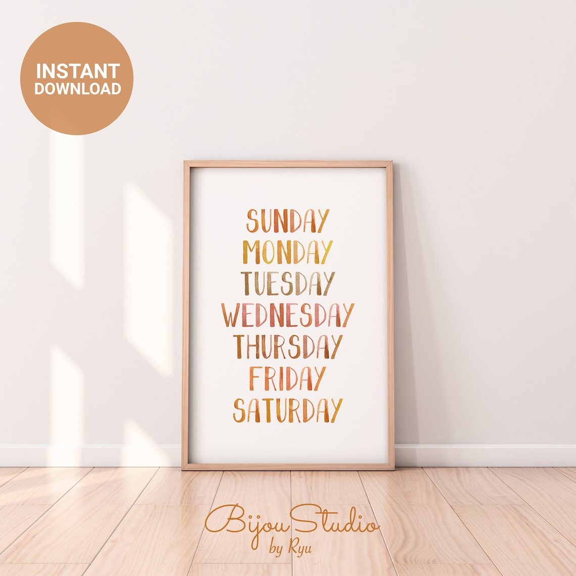 Days of the Week Boho Nursery Printable Wall Art Educational - Etsy