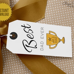 Best Dad Ever Gift Tag, Happy Fathers Day Gift Tag, 2x3.5 Printable ...