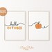 Set of 2 Hello October Boho Printable Wall Art Neutral Fall - Etsy