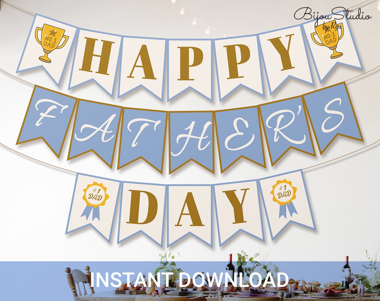 Printable Fathers Day Banner, Happy Fathers Day Party DIY Decor ...
