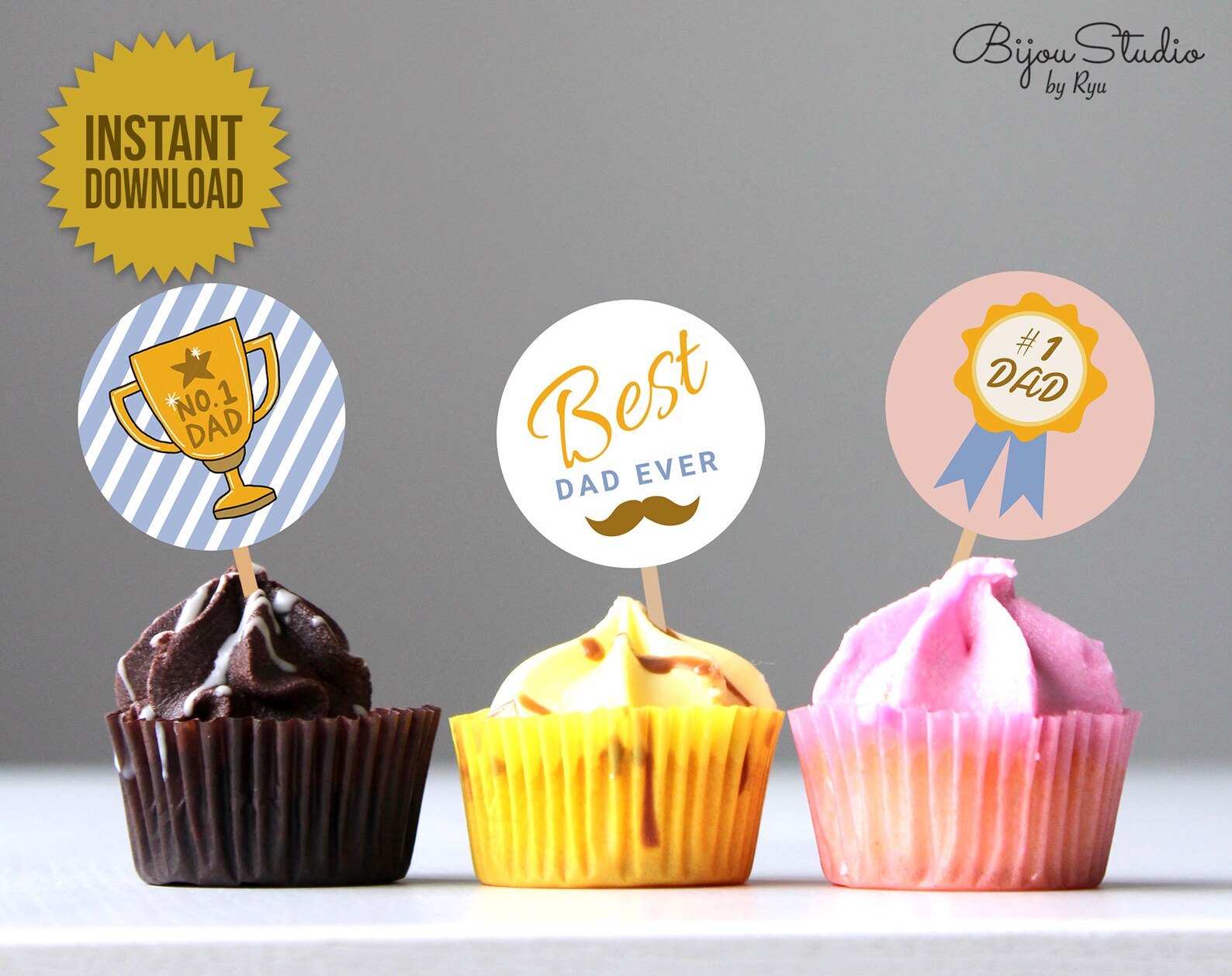 Printable Best Dad Cake Topper Happy Fathers Day Topper - Etsy