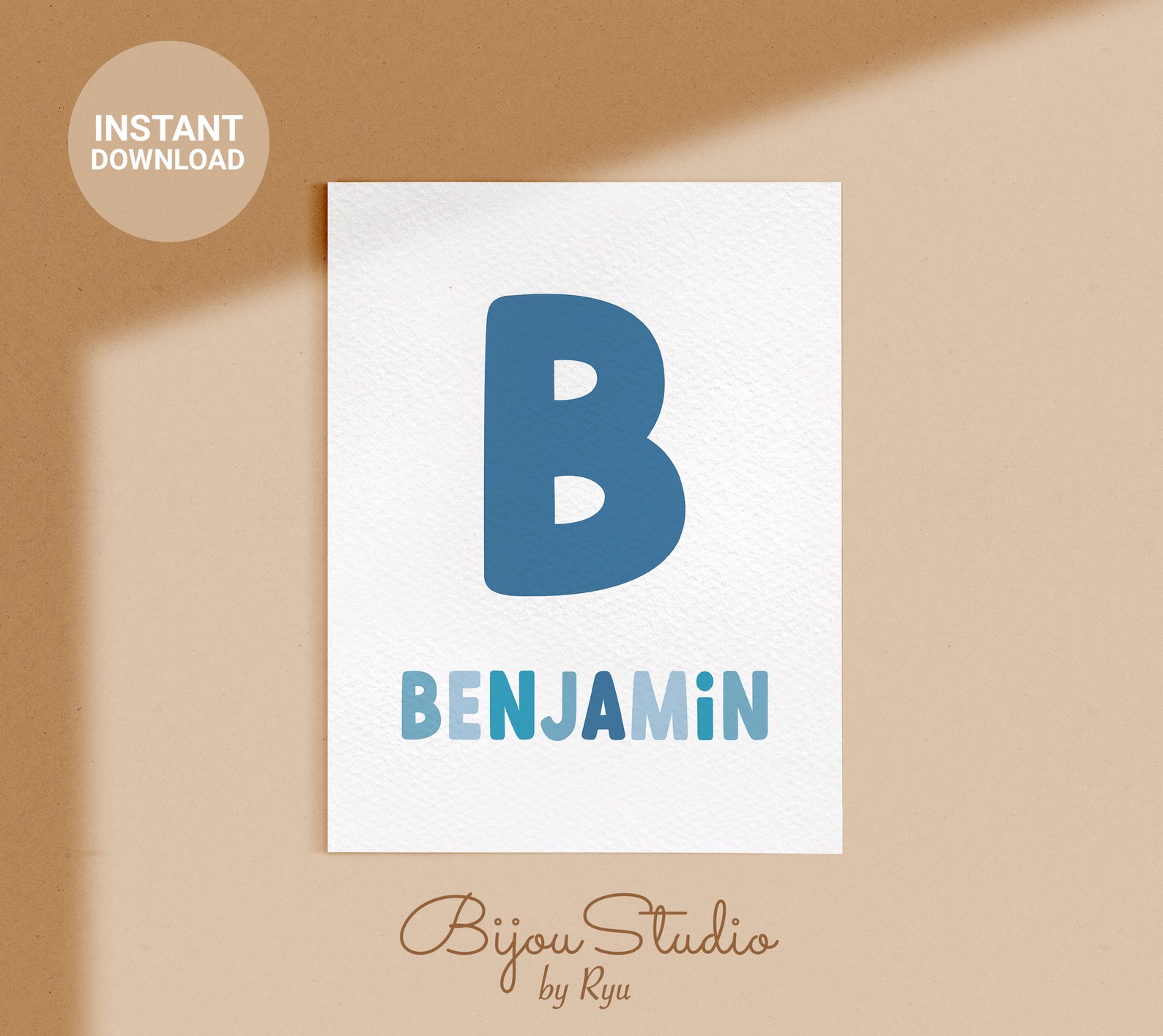 Personalized Baby Name Blue Printable Nursery Wall Art Custom - Etsy