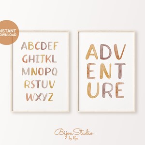 Set of 2 Alphabet Adventure Boho Nursery Printable Wall Art - Etsy