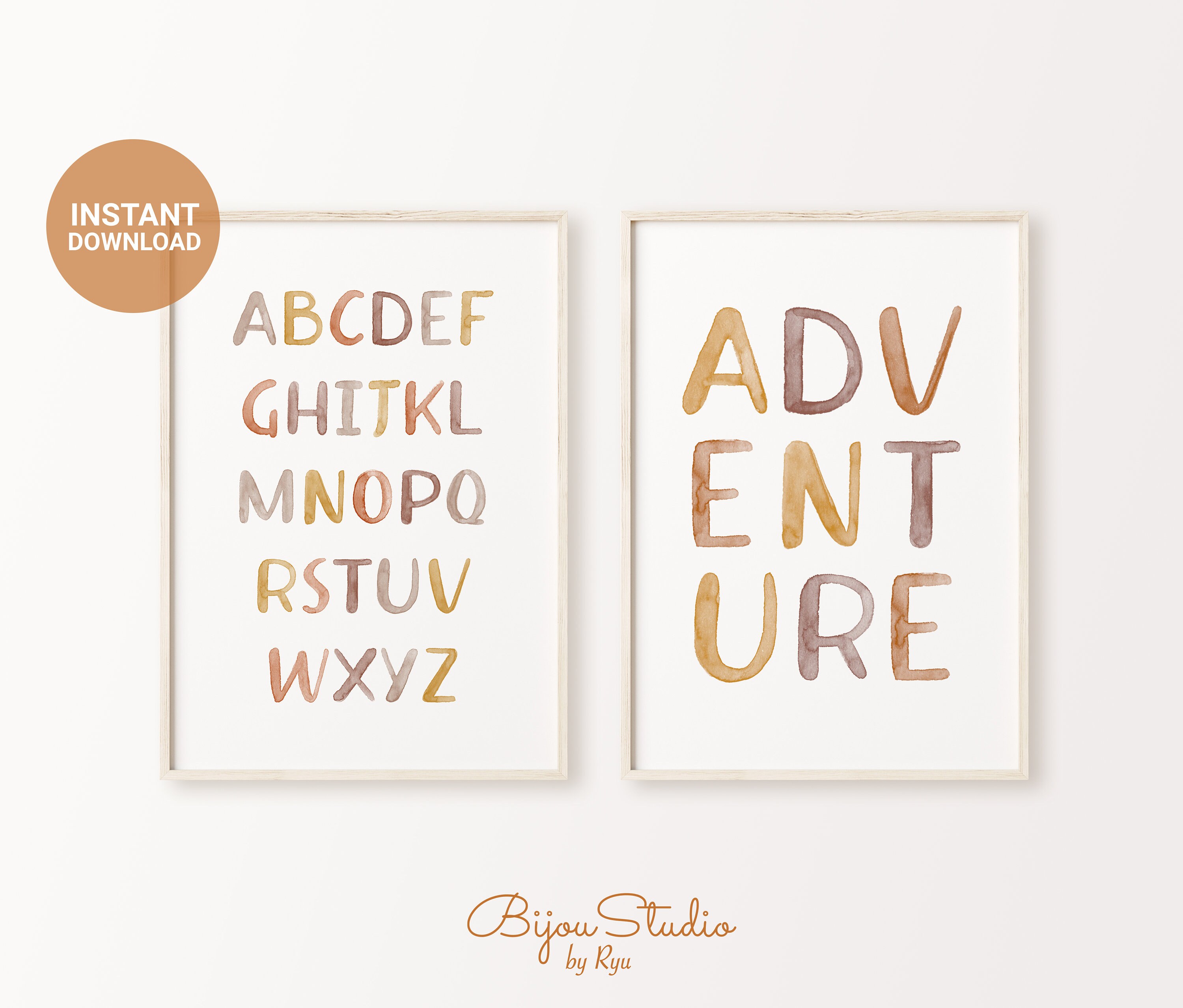 Set of 2 Alphabet Adventure Boho Nursery Printable Wall Art - Etsy