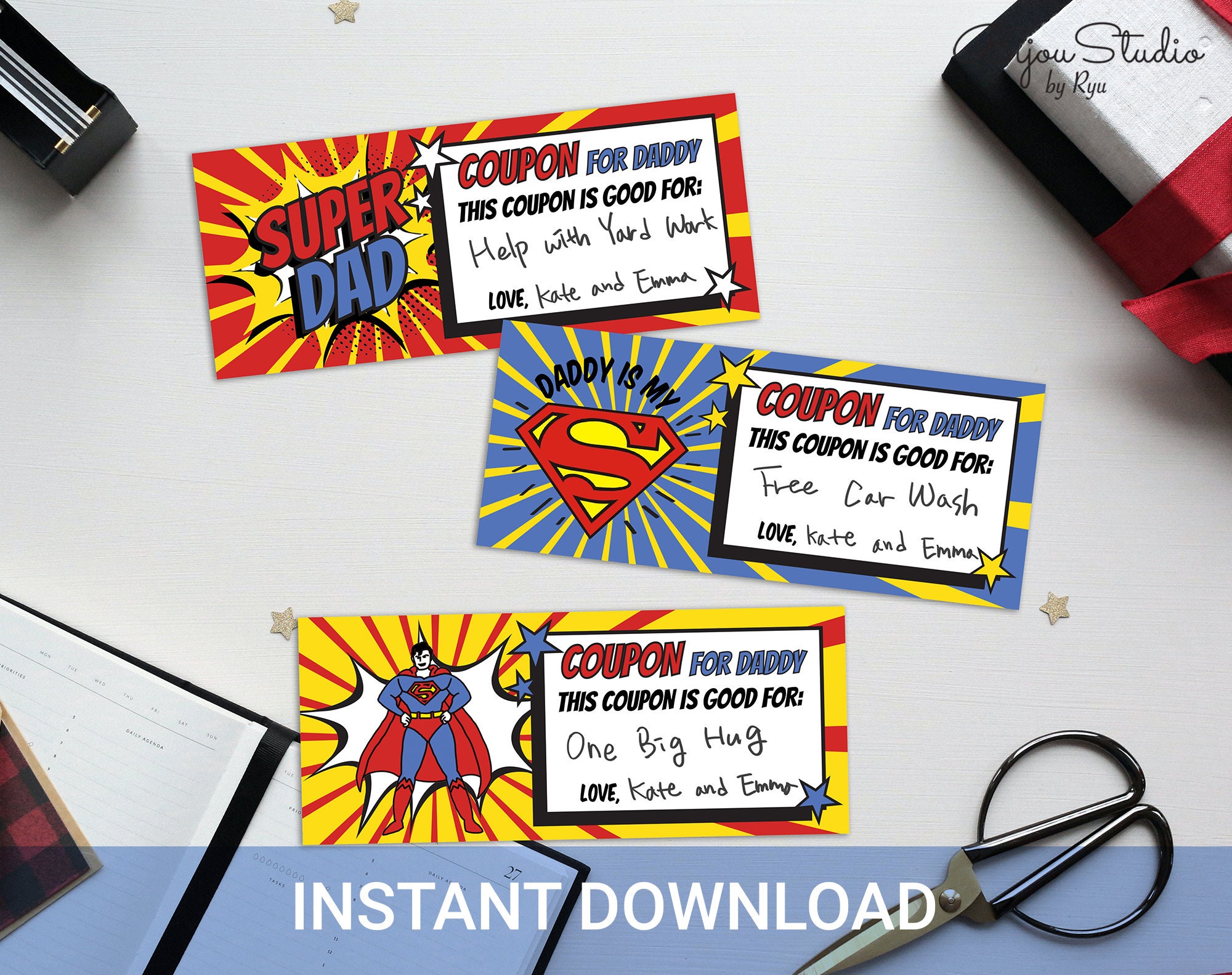 Printable Super Dad Fathers Day Coupon Happy Fathers Day DIY - Etsy