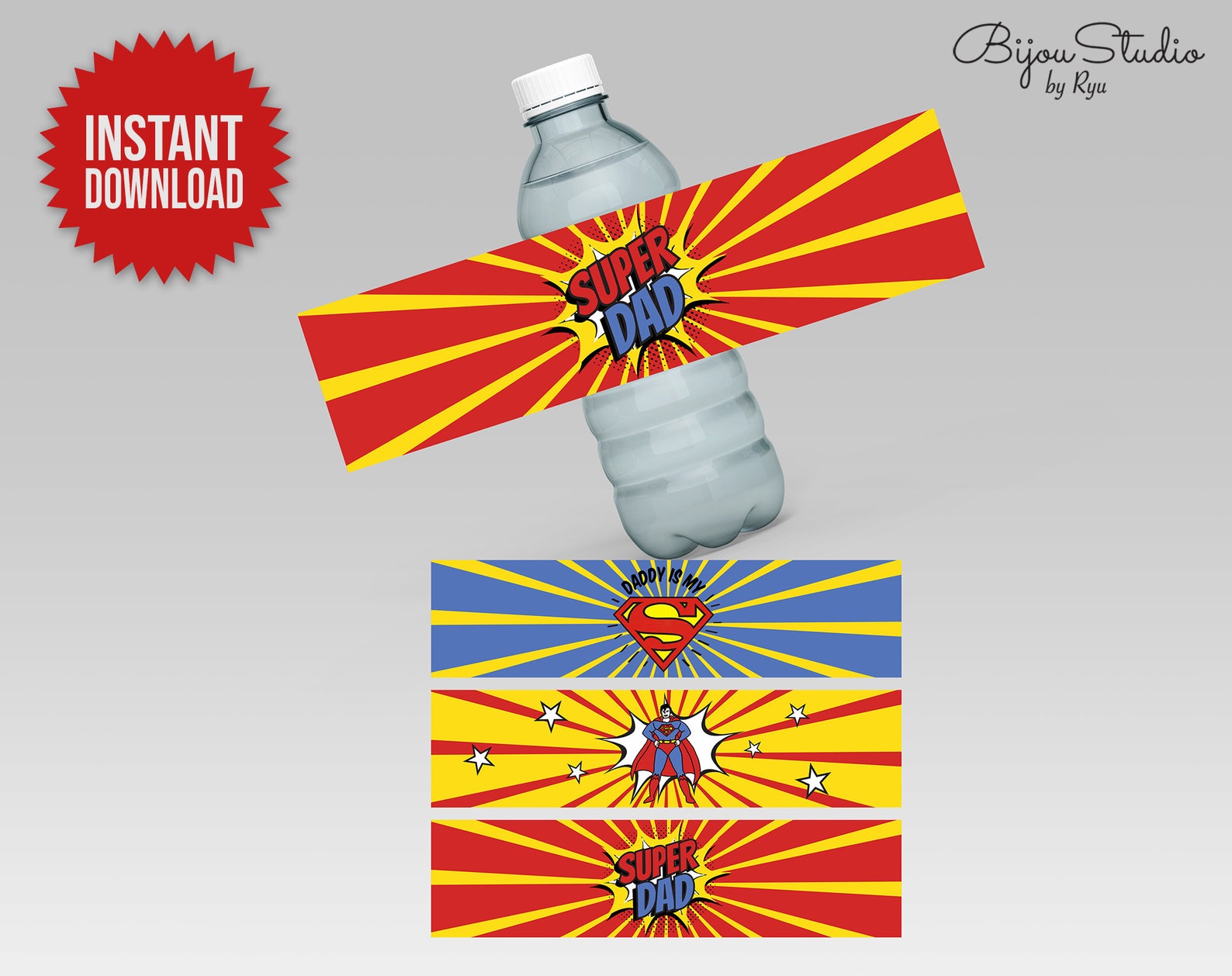 Super Dad Printable Water Bottle Label Happy Fathers Day DIY | Etsy