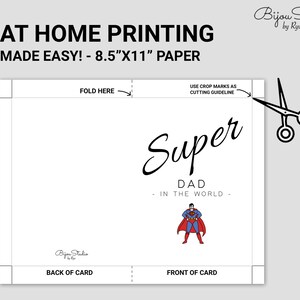 Printable Super Dad Card, Happy Fathers Day Downloadable Card, Card for ...