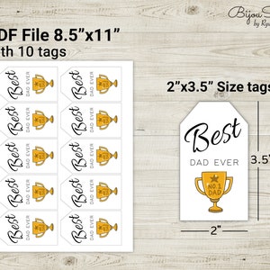 Best Dad Ever Gift Tag, Happy Fathers Day Gift Tag, 2x3.5 Printable ...
