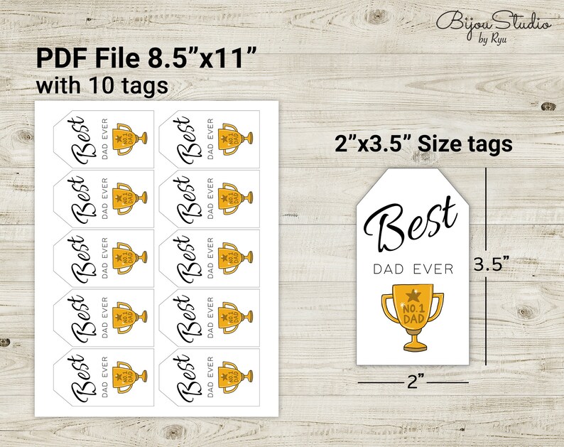 Best Dad Ever Gift Tag Happy Fathers Day Gift Tag - Etsy