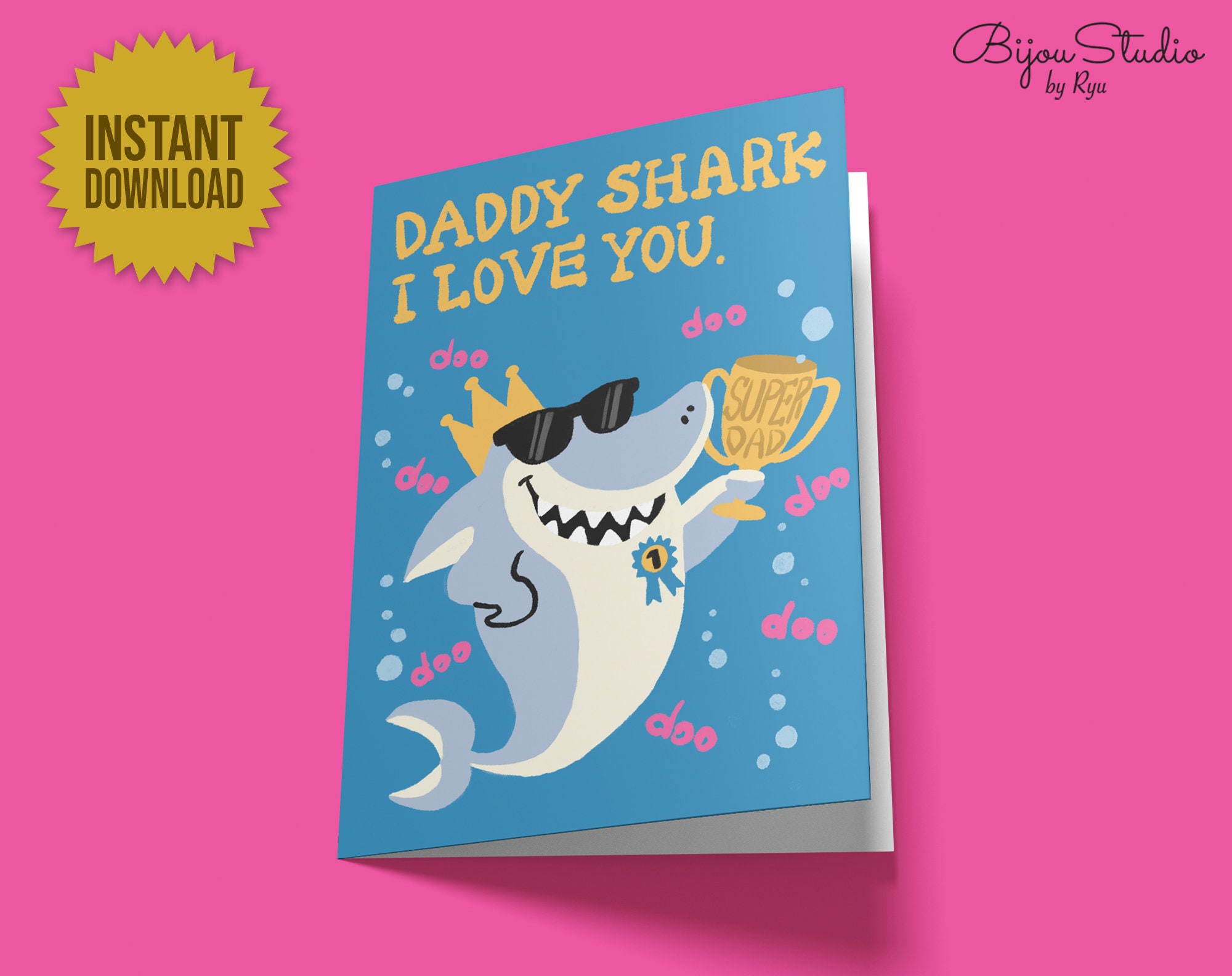 Printable Daddy Shark Card First 1st Fathers Day Card Baby - Etsy