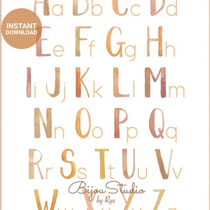 Alphabet Boho Nursery Printable Wall Art ABC Upper Lowercase - Etsy