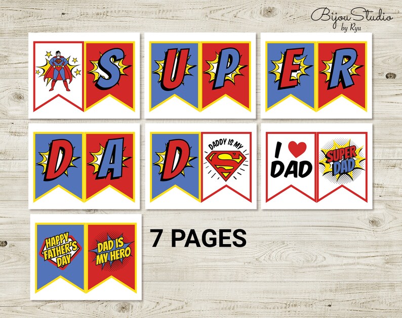 Super Dad Printable Banner, Happy Fathers Day DIY Banner, Superhero ...