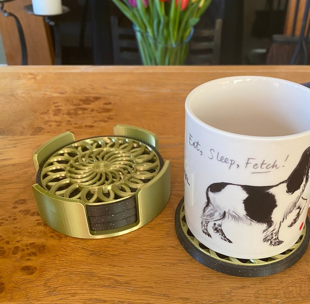 Coaster Set With Holder | Set of 4 | 3D Printed Original Design | With ...