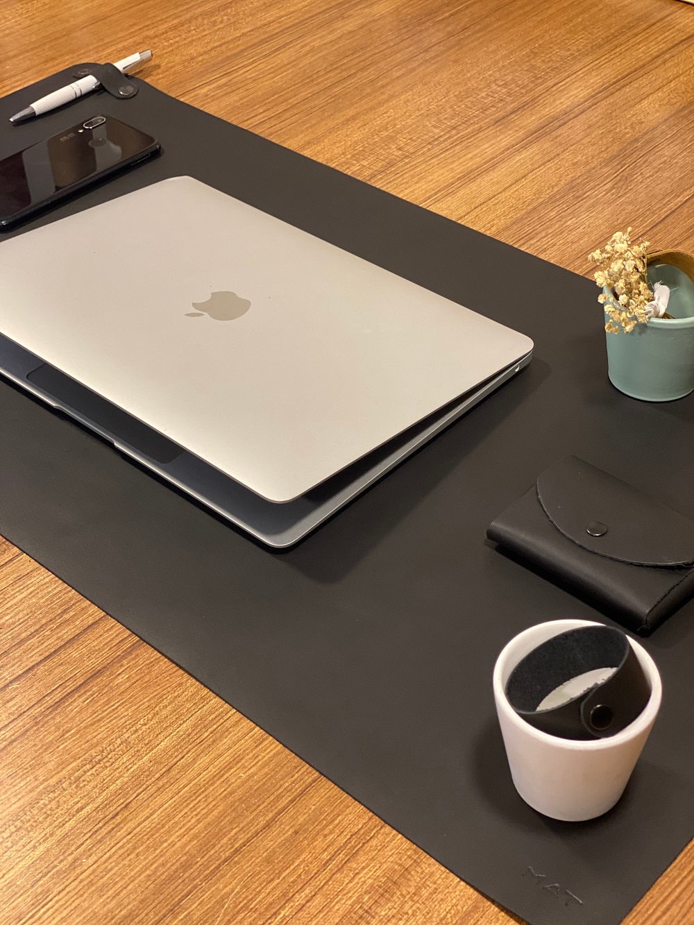 Personalized Genuine Leather Desk Mat Custom Size , Elevate Your ...