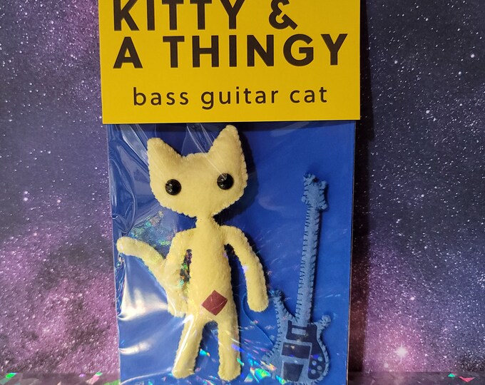 Kitty & A Thingy - Bass Guitar Cat 6 Inch Art Doll - Etsy