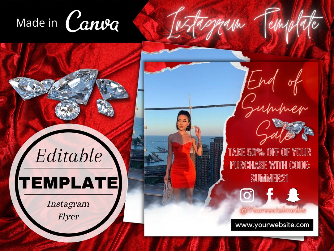 DIY Red Instagram Post Template Beauty Flyer Deals Flyer and - Etsy
