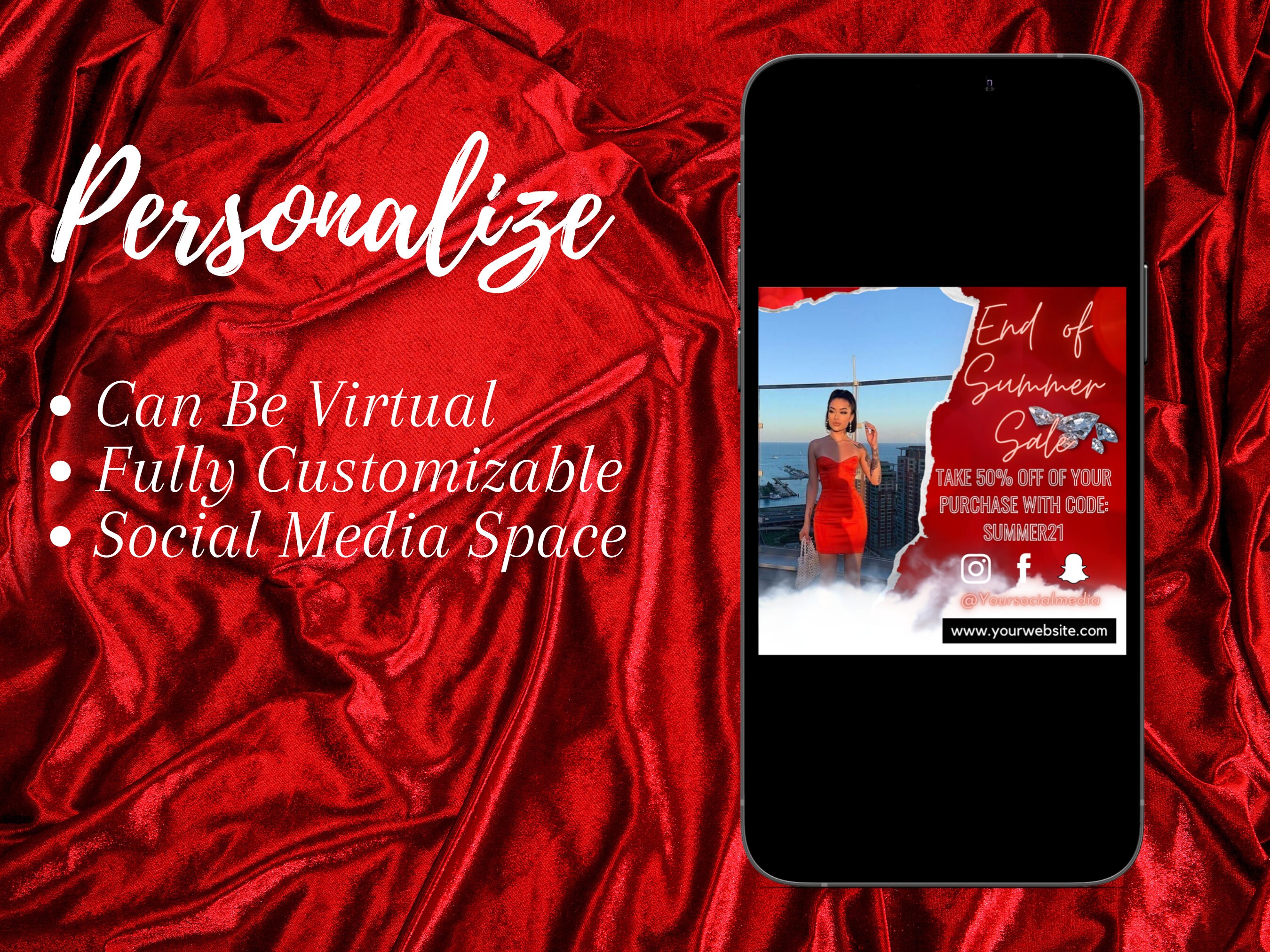 DIY Red Instagram Post Template Beauty Flyer Deals Flyer and - Etsy