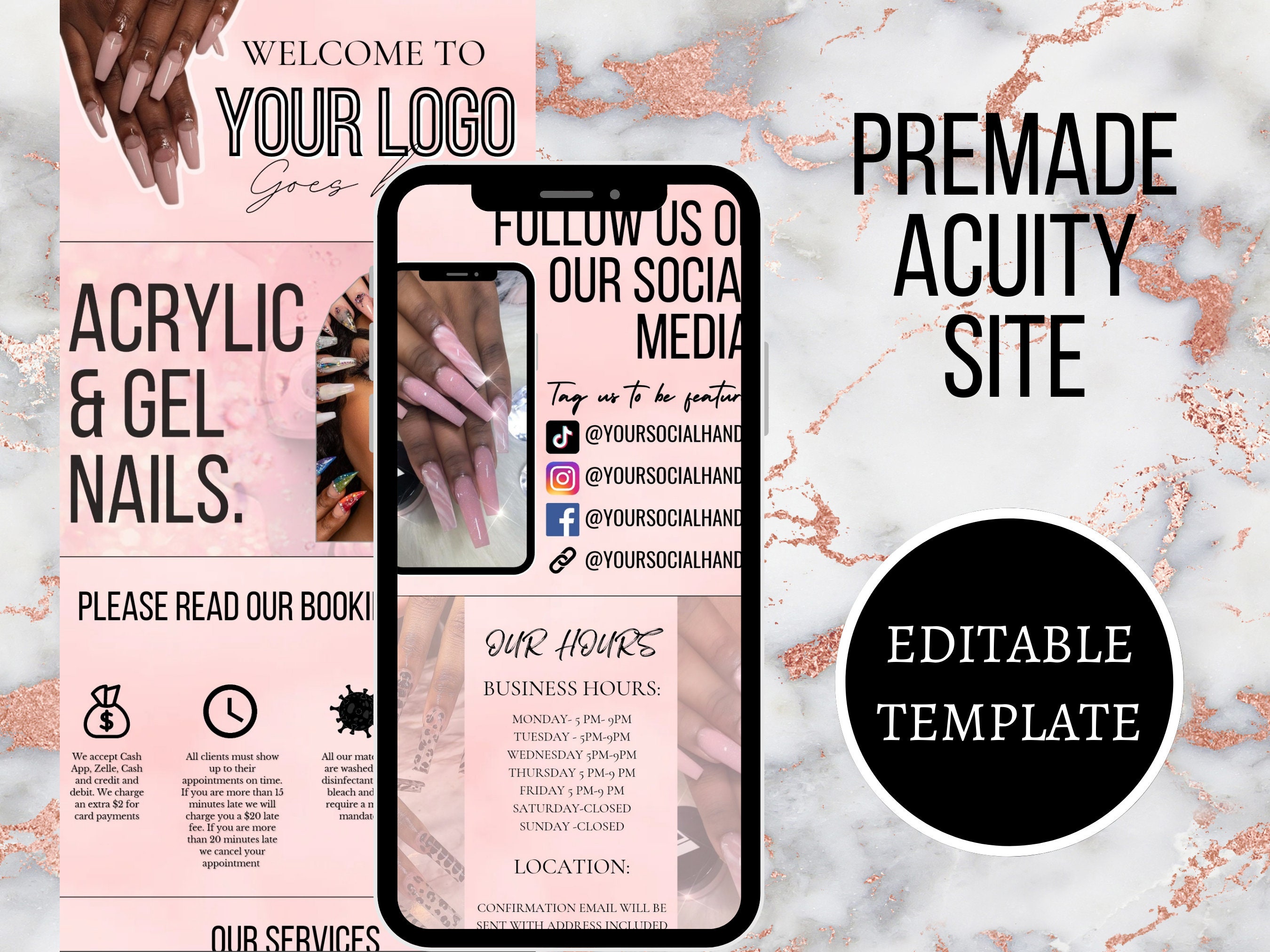 NAIL TECH ACUITY Site Design Acuity Theme Acuity Scheduling Etsy