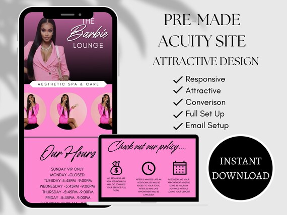 PINK ACUITY SITE Design Acuity Theme Acuity Scheduling Site | Etsy