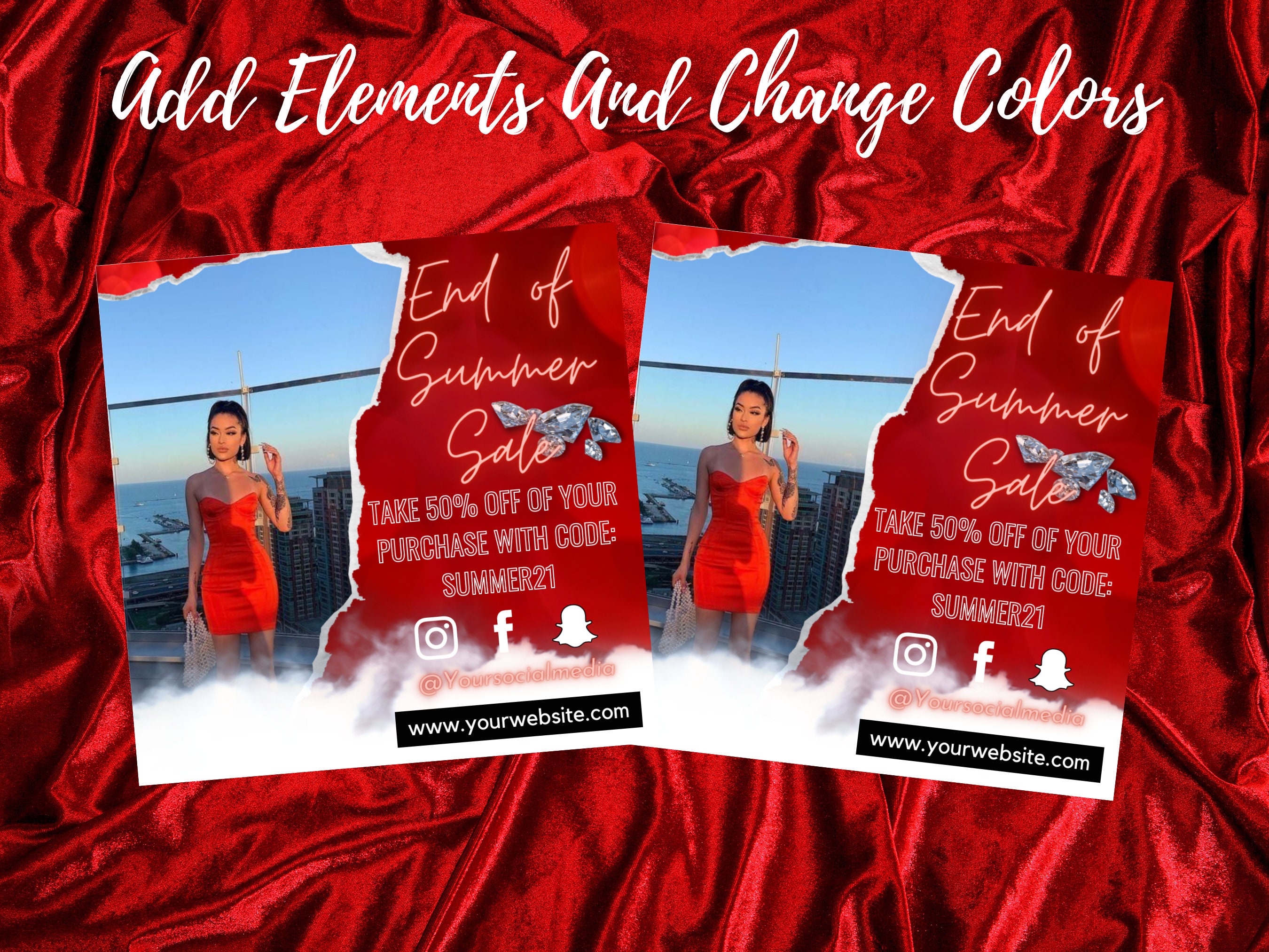 DIY Red Instagram Post Template Beauty Flyer Deals Flyer and - Etsy