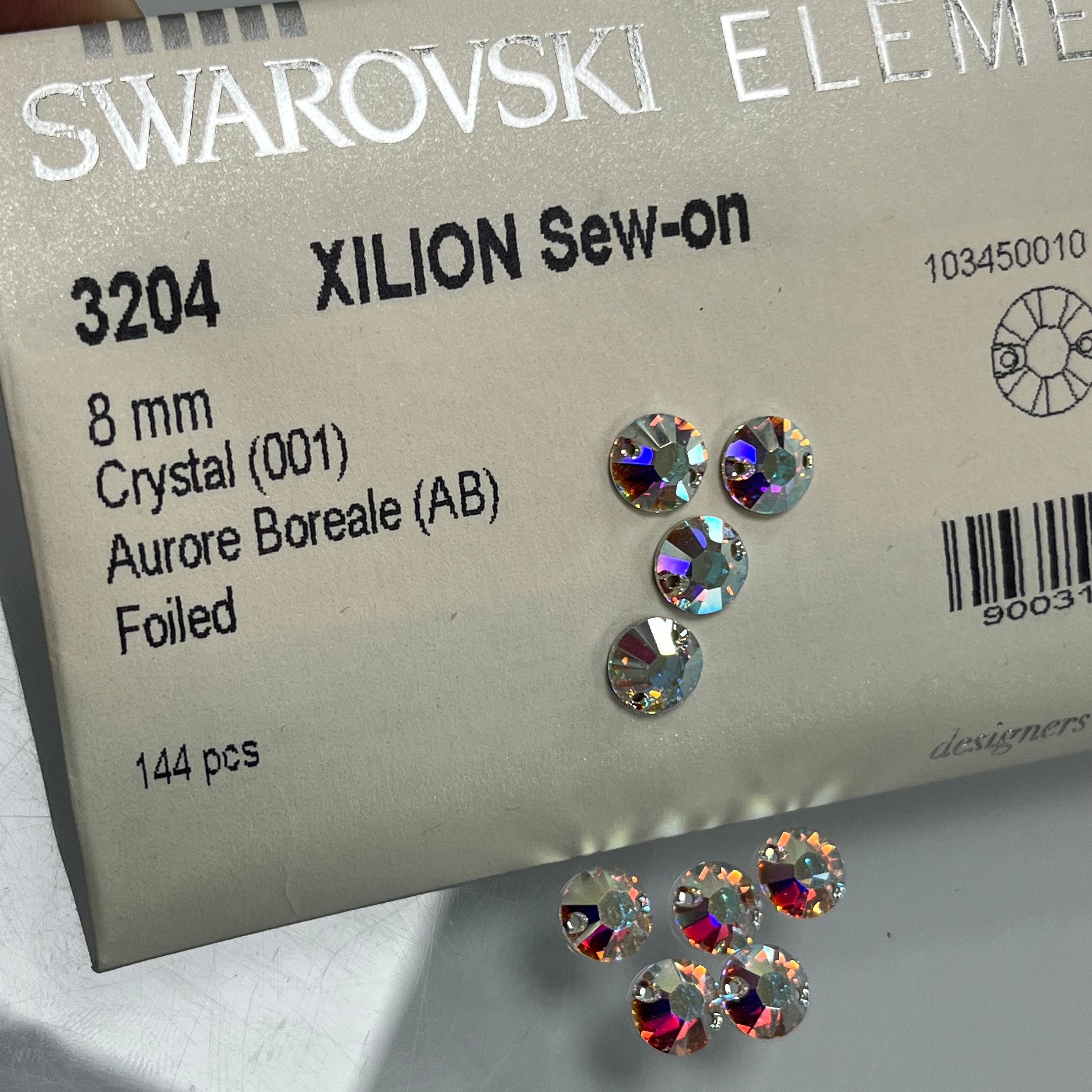 Swarovski XILION Round Sew-on Stone art. 3204 8mm Crystal AB Foiled ...