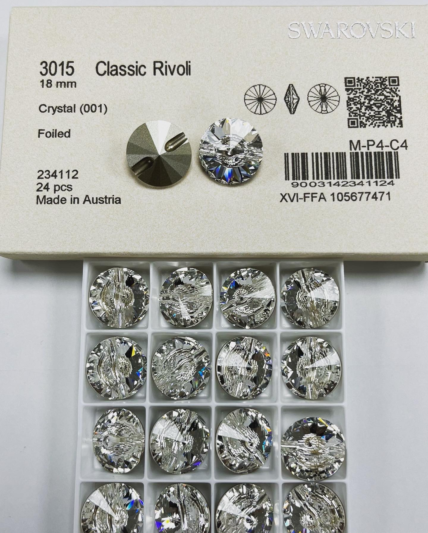 Swarovski 3015 Crystal Rivoli Button Foiled in Crystal Clear - Etsy