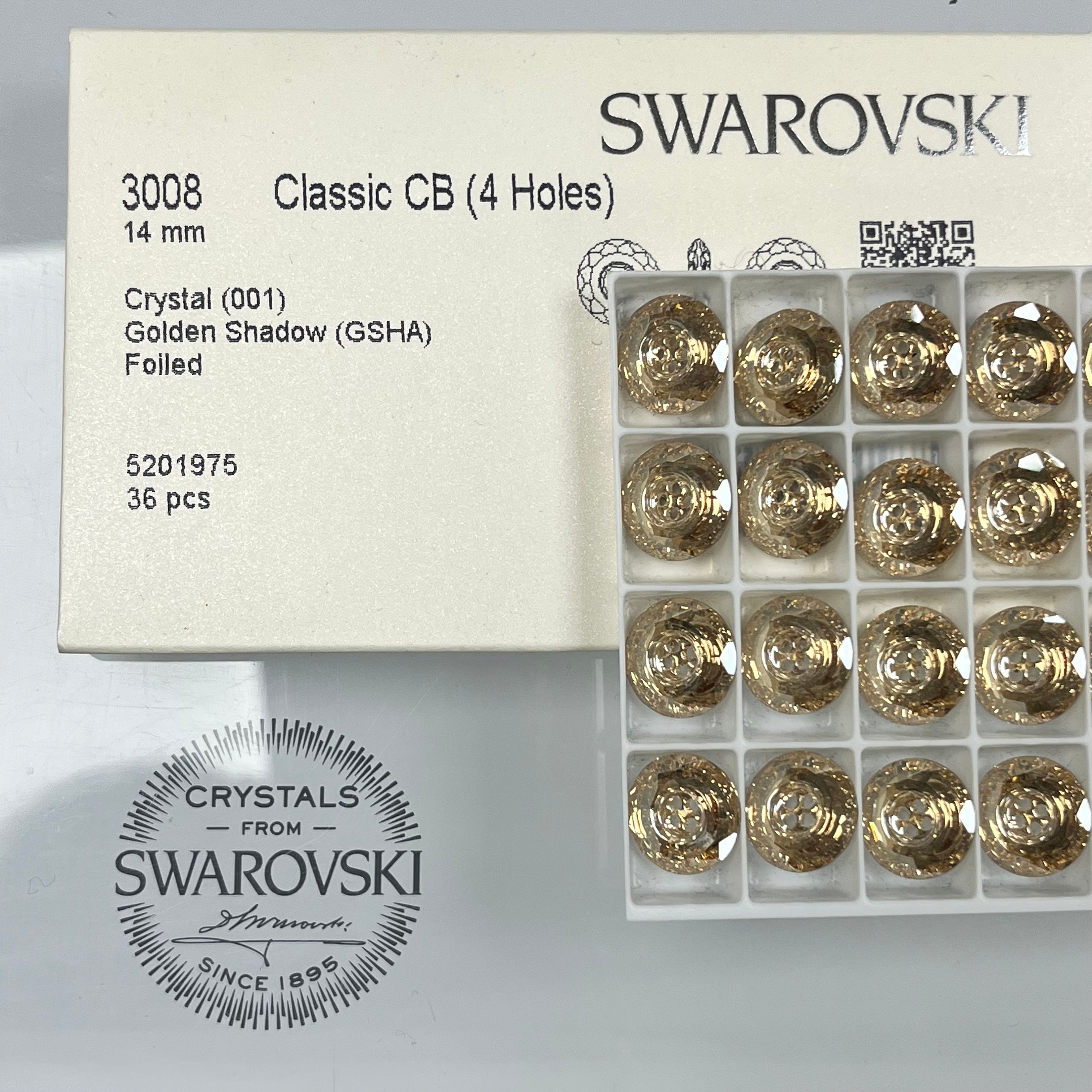 Swarovski 3008 14mm Round Buttons With 4 Holes Various Color and ...