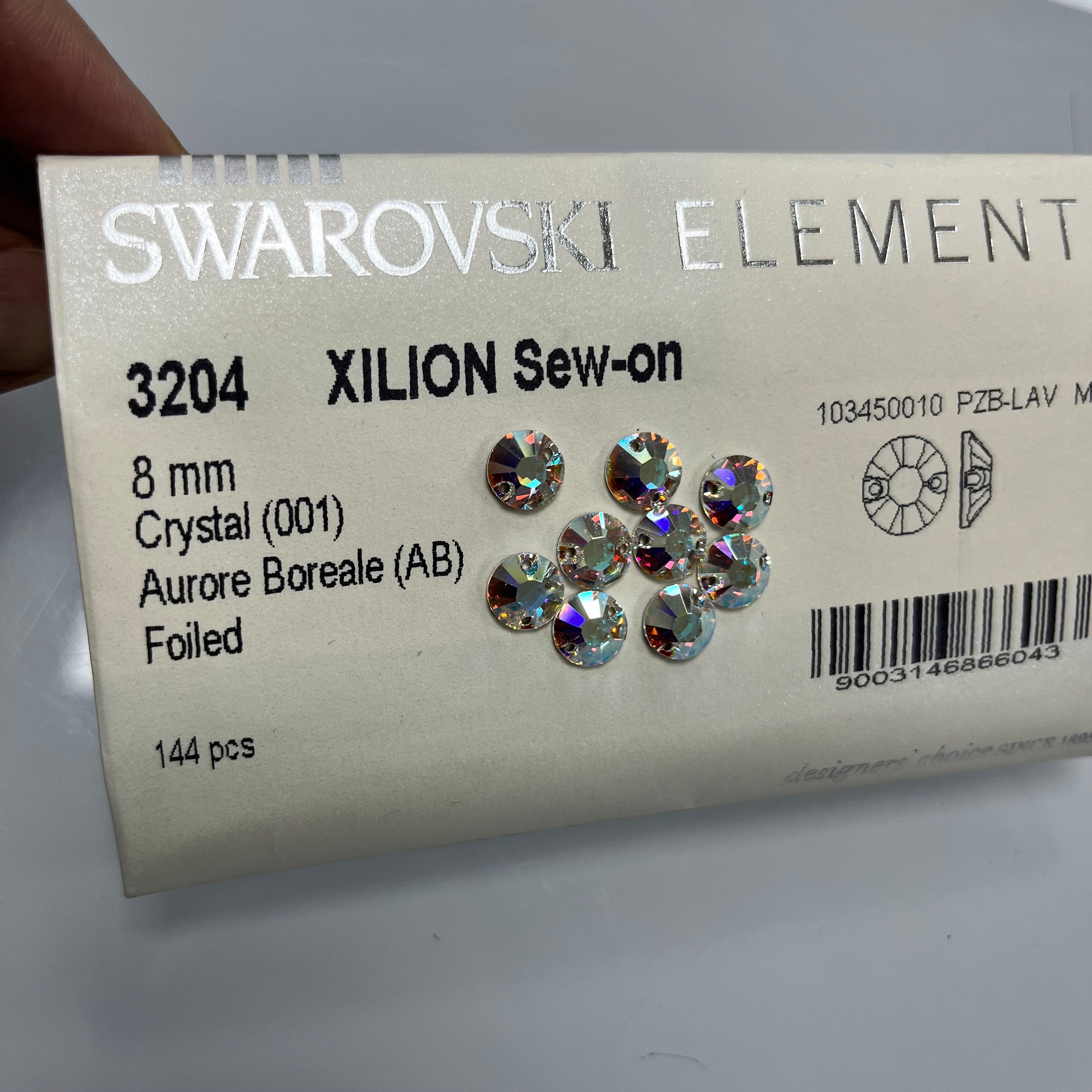 Swarovski XILION Round Sew-on Stone art. 3204 8mm Crystal AB Foiled ...