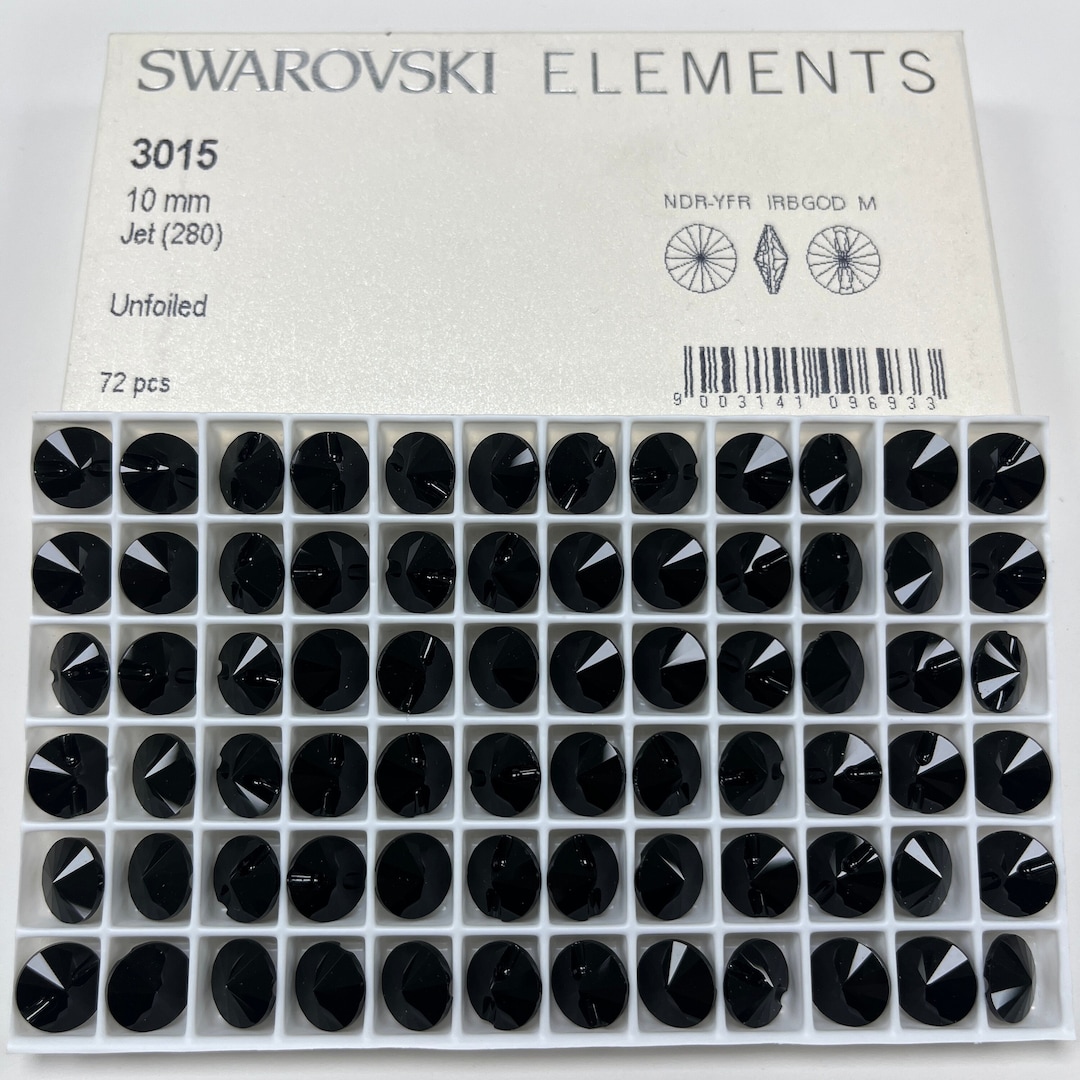 Swarovski 3015 10mm Rivoli Button in Jet Black Color - Unfoiled - Etsy