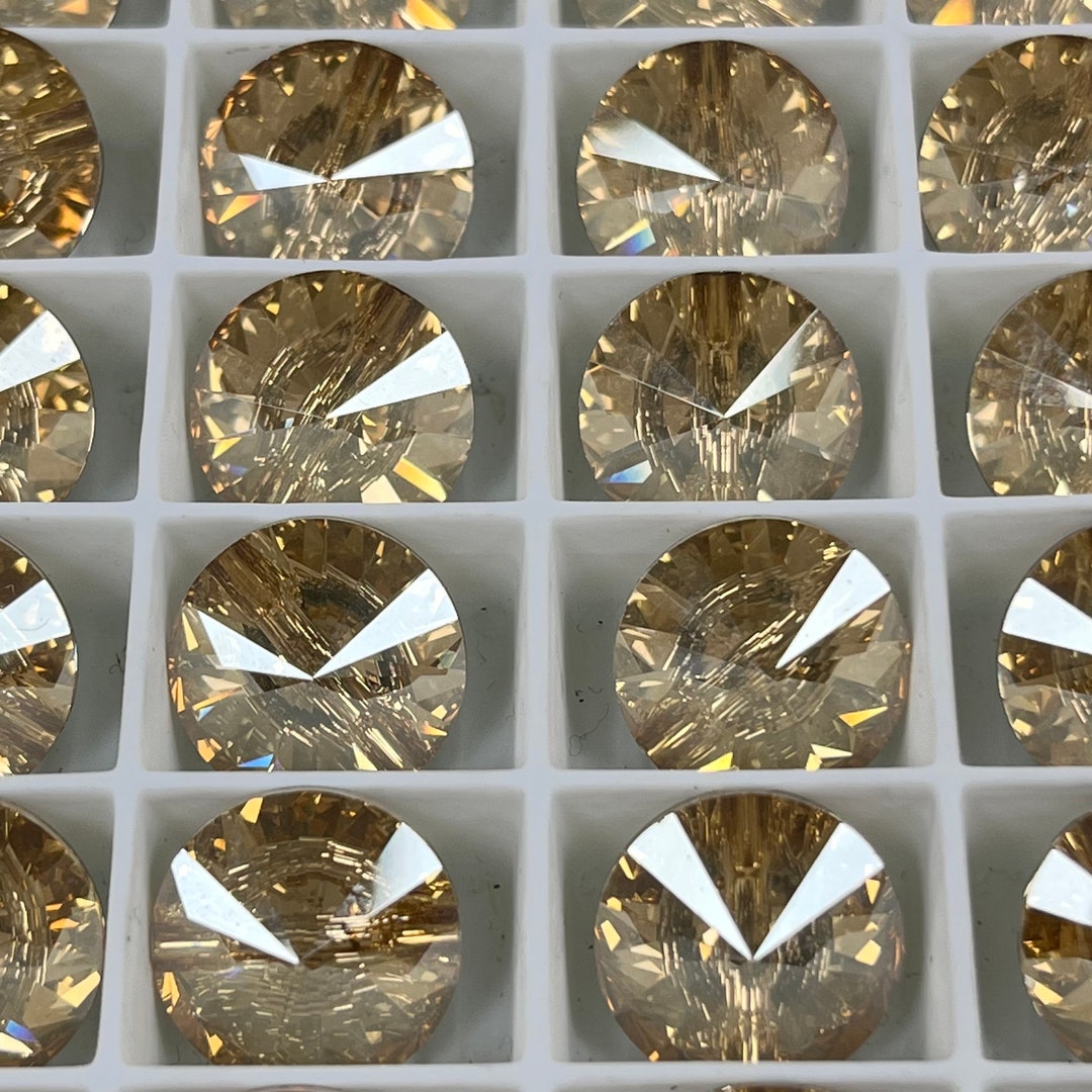 Swarovski 3015 Crystal Golden Shadow Button With Foiling - 14mm - Etsy