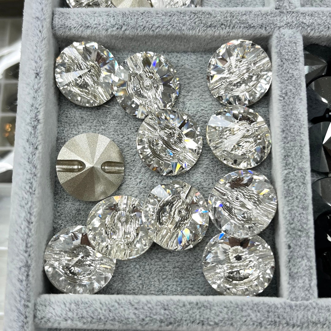 Swarovski 3015 Crystal Rivoli Button Foiled in Crystal Clear Color - Various Sizes Available - Etsy