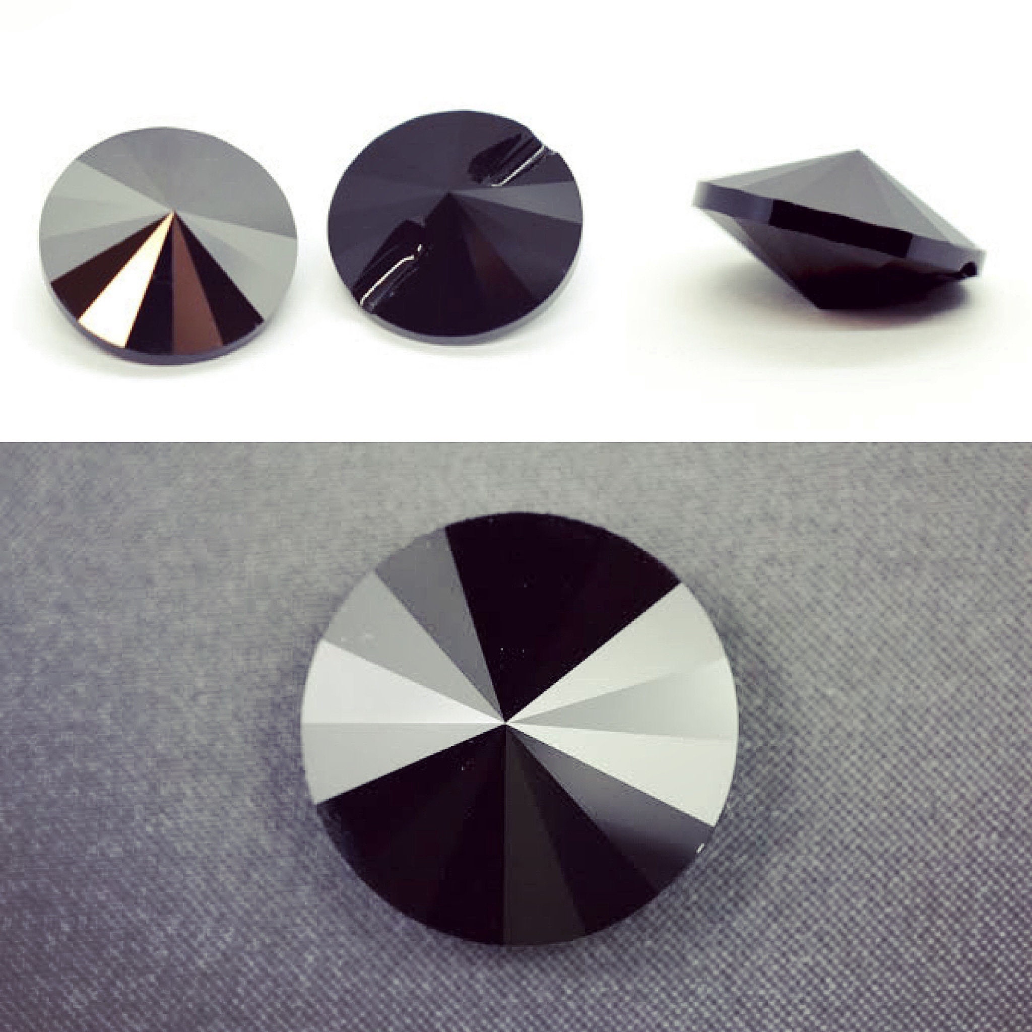 Swarovski 3015 Jet Hematite Rivoli Button - 10mm or 14mm Sizes Available - Etsy