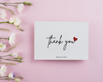 Minimalist Handwritten Thank You Flat Card, Personalized Thank You Note ...
