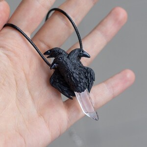 Crow Necklace Black Raven Corvo Rabe Polymer Clay - Etsy