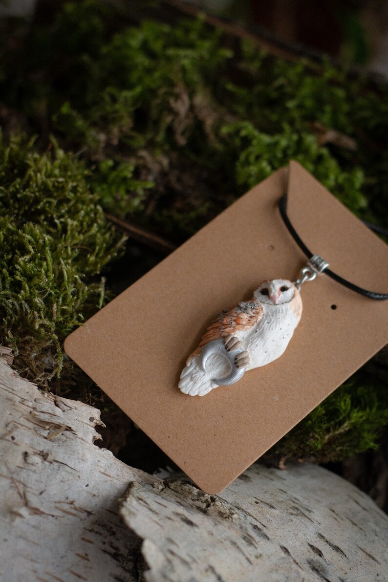 Magic Necklace Barn Owl Necklace Owl Amulet Polymer Clay - Etsy