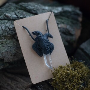 Crow Necklace Black Raven Corvo Rabe Polymer Clay - Etsy