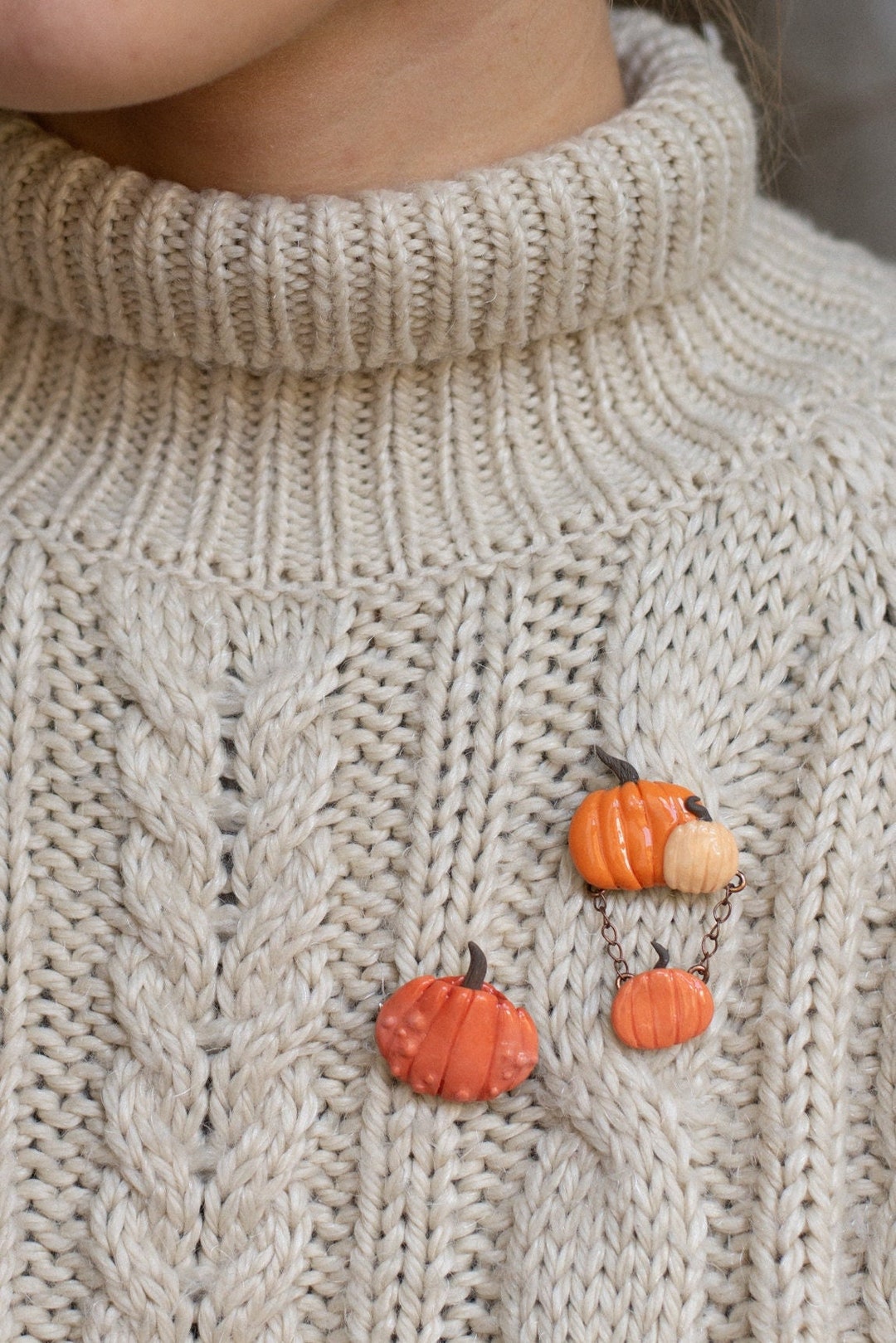 Citrouille Set Pumpkin Pin Kurbis Autumn Pin Polymer Clay - Etsy
