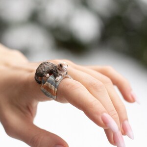 Charming Ferret Polymer Clay Ring Handcrafted Critter Jewelry ...
