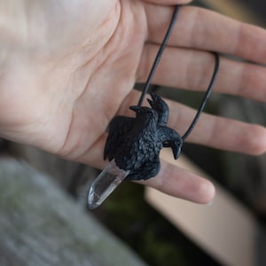 Crow Necklace Black Raven Corvo Rabe Polymer Clay - Etsy