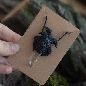 Crow Necklace Black Raven Corvo Rabe Polymer Clay - Etsy