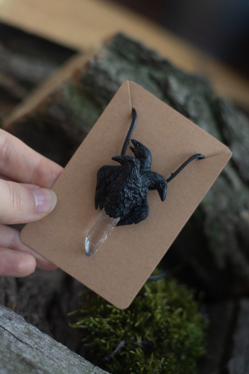 Crow Necklace Black Raven Corvo Rabe Polymer Clay - Etsy