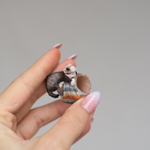Charming Ferret Polymer Clay Ring Handcrafted Critter Jewelry ...