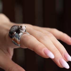Charming Ferret Polymer Clay Ring Handcrafted Critter Jewelry ...