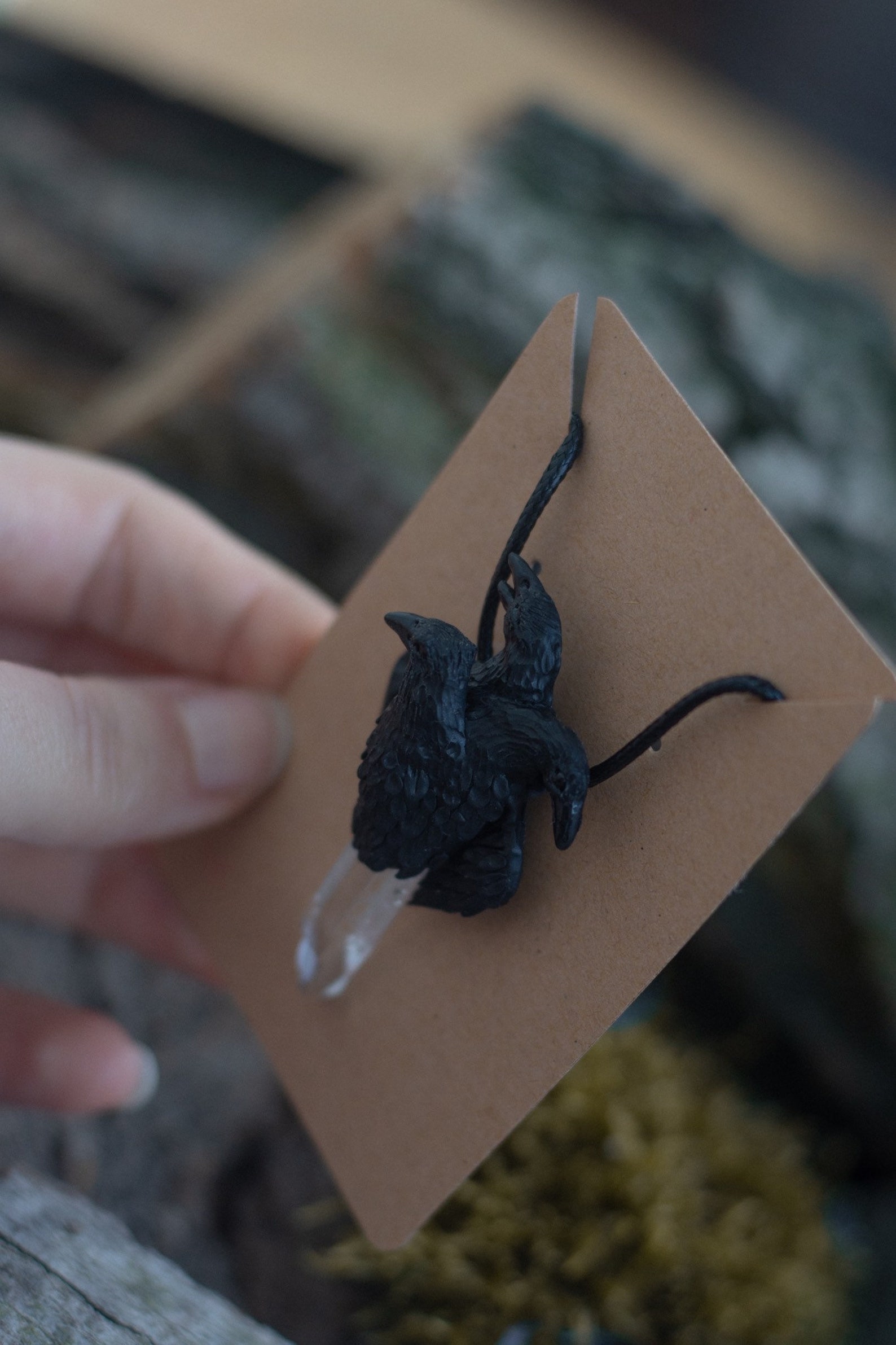 Crow Necklace Black Raven Corvo Rabe Polymer Clay - Etsy