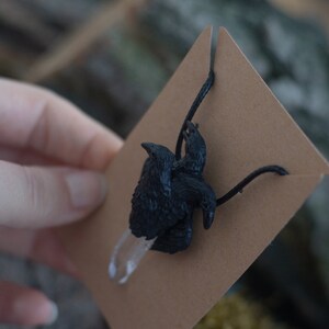 Crow Necklace Black Raven Corvo Rabe Polymer Clay - Etsy