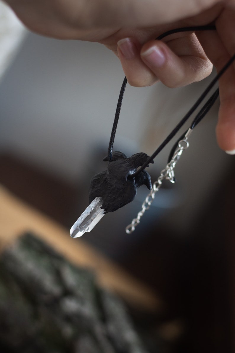 Crow Necklace Black Raven Corvo Rabe Polymer Clay - Etsy